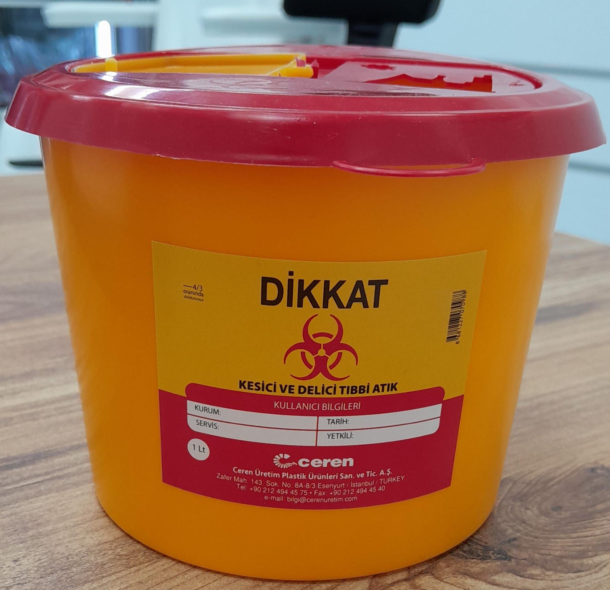 KESİCİ VE DELİCİ TIBBİ ATIK KUTUSU 1 LT - klinikjet.com